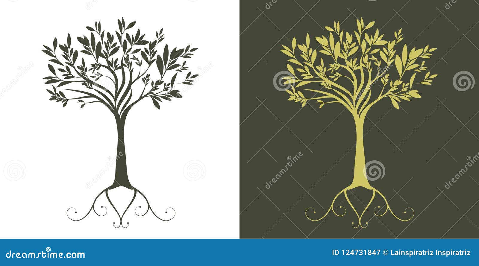Silhouette Illustration Stylized Tree On White Background Stock ...