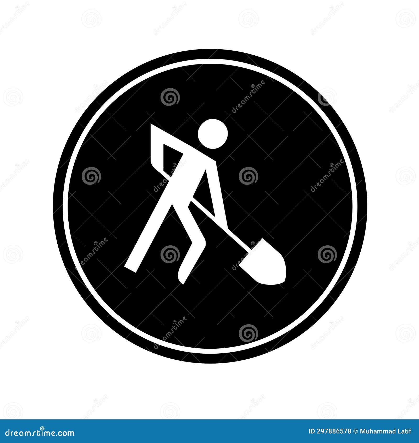 Silhouette Illustration of Worker Icon, Digging Icon Using Shovel Stock ...