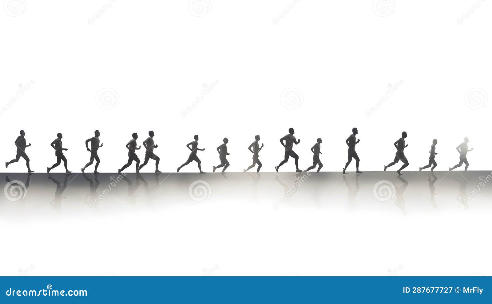 Silhouette Image of Group of Runners, Side View Stock Illustration ...