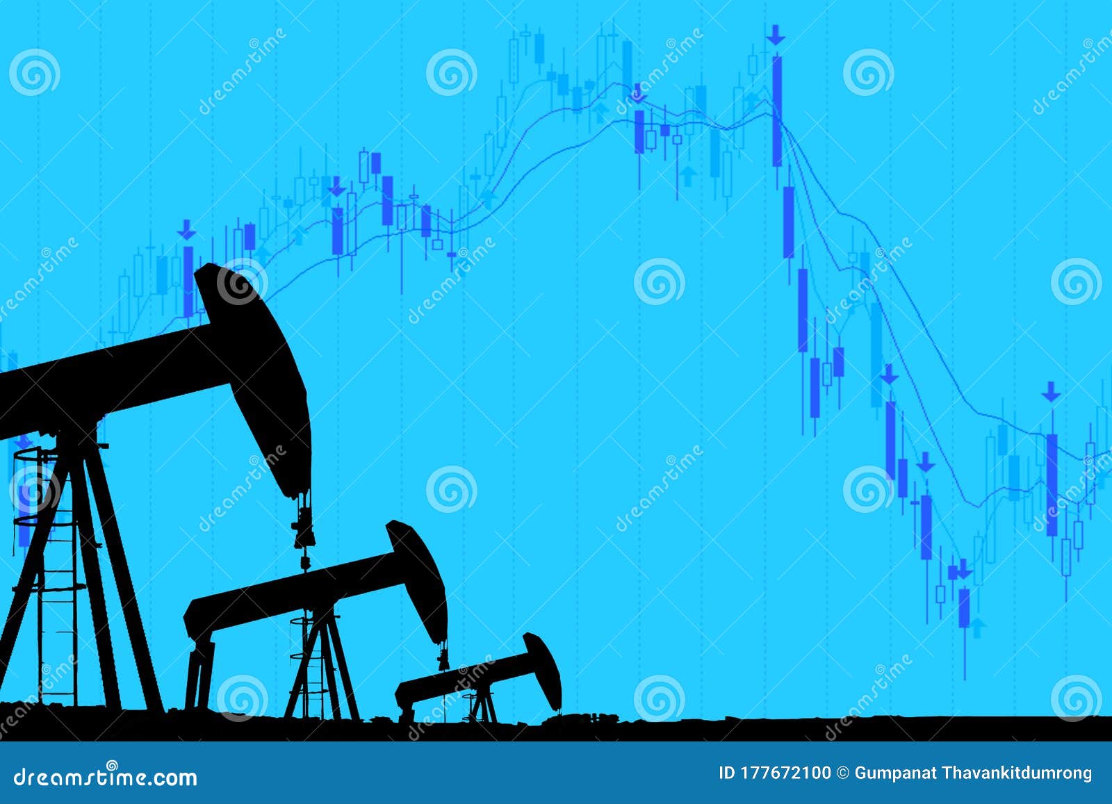 Falling Graph In The Form Of Gold Coins On A Black Background. Stock ...