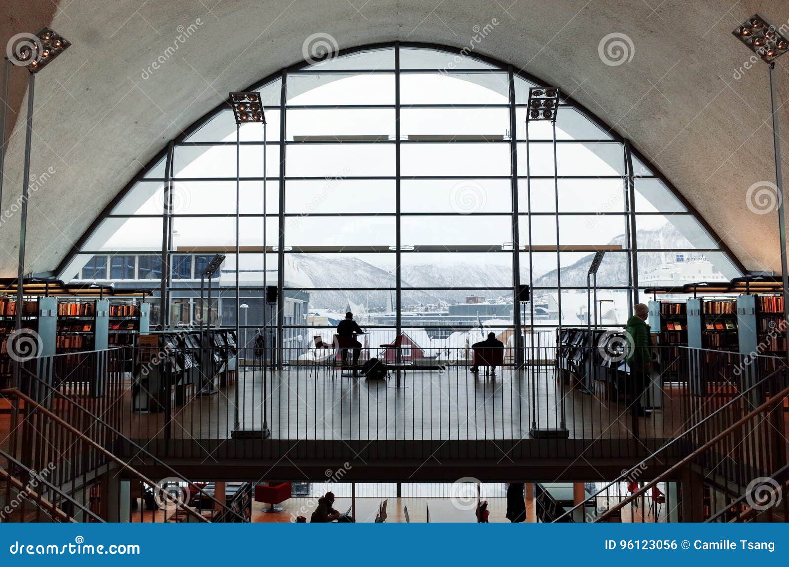 Silhouette of Interior of Bibliotek, Library at Tromso, Norway ...