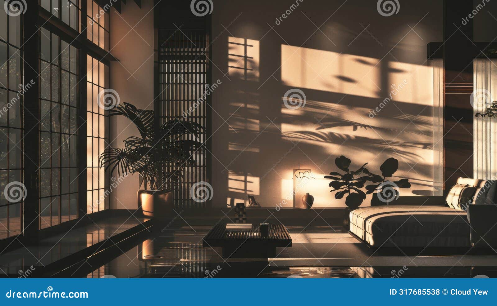 Silhouette of Interior Design Elements Creating a Sense of Space and ...