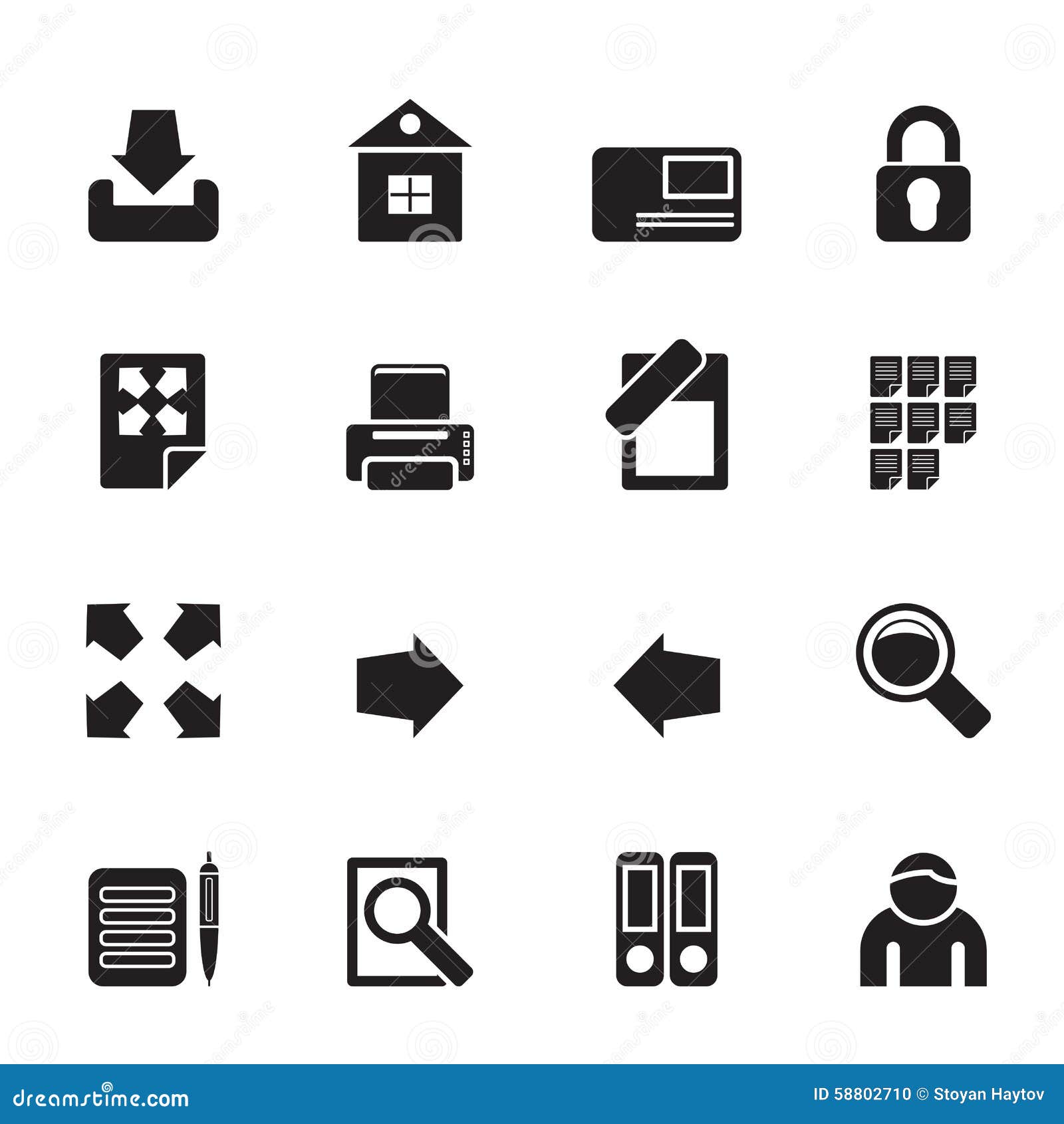 Silhouette Internet and Web Site Icons Stock Vector - Illustration of ...