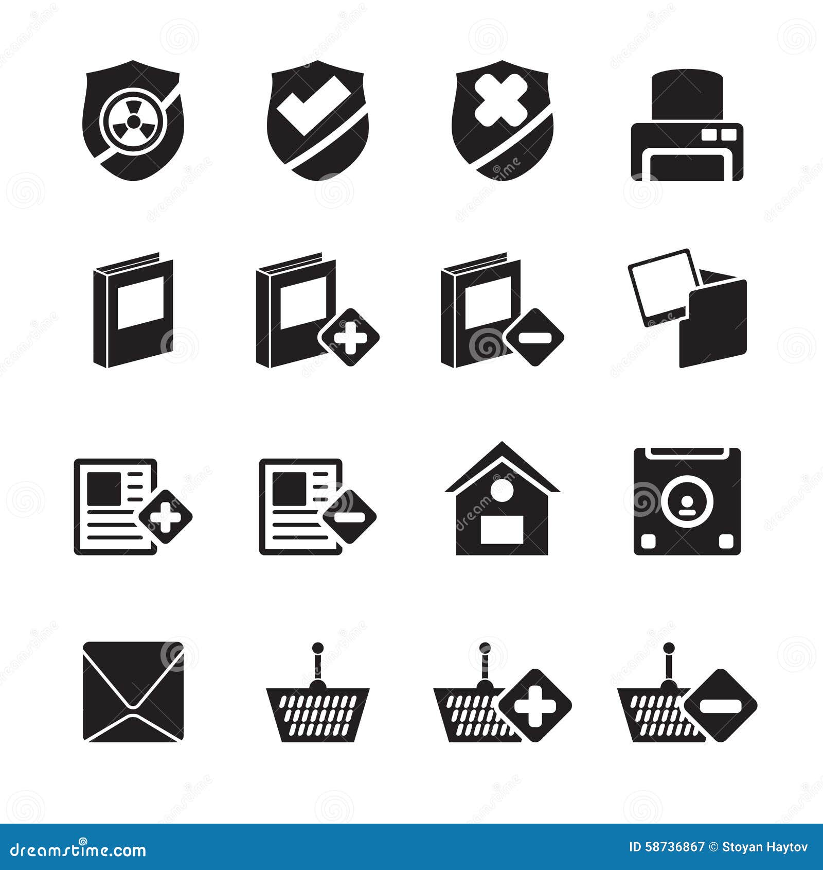 Silhouette Internet and Website Buttons and Icons Stock Vector ...