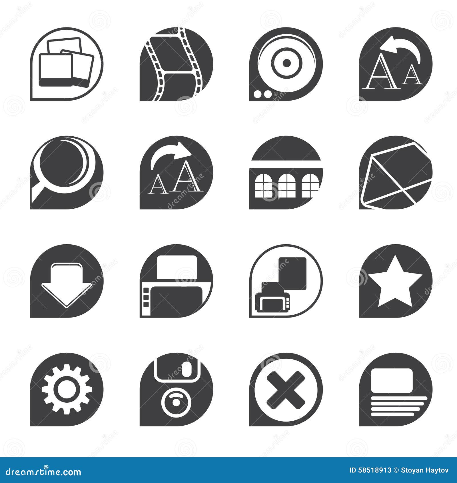 Silhouette Internet and Website Icons Stock Vector - Illustration of ...