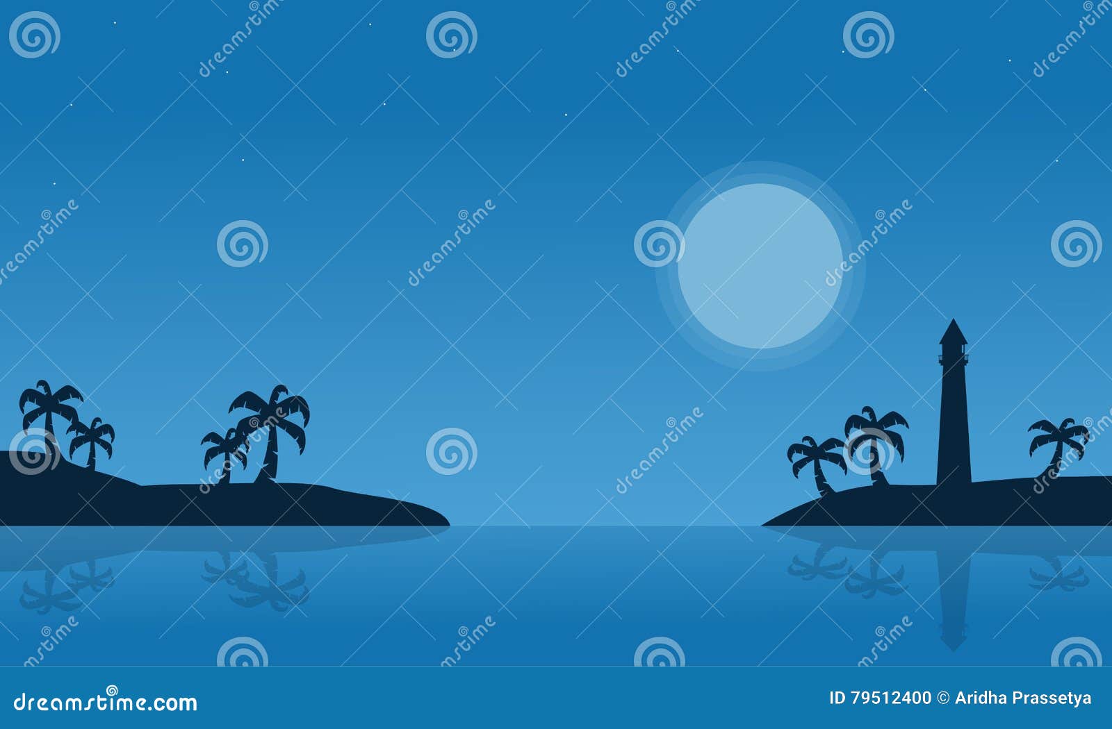 Silhouette of Island on Seaside Scnery Stock Vector - Illustration of ...