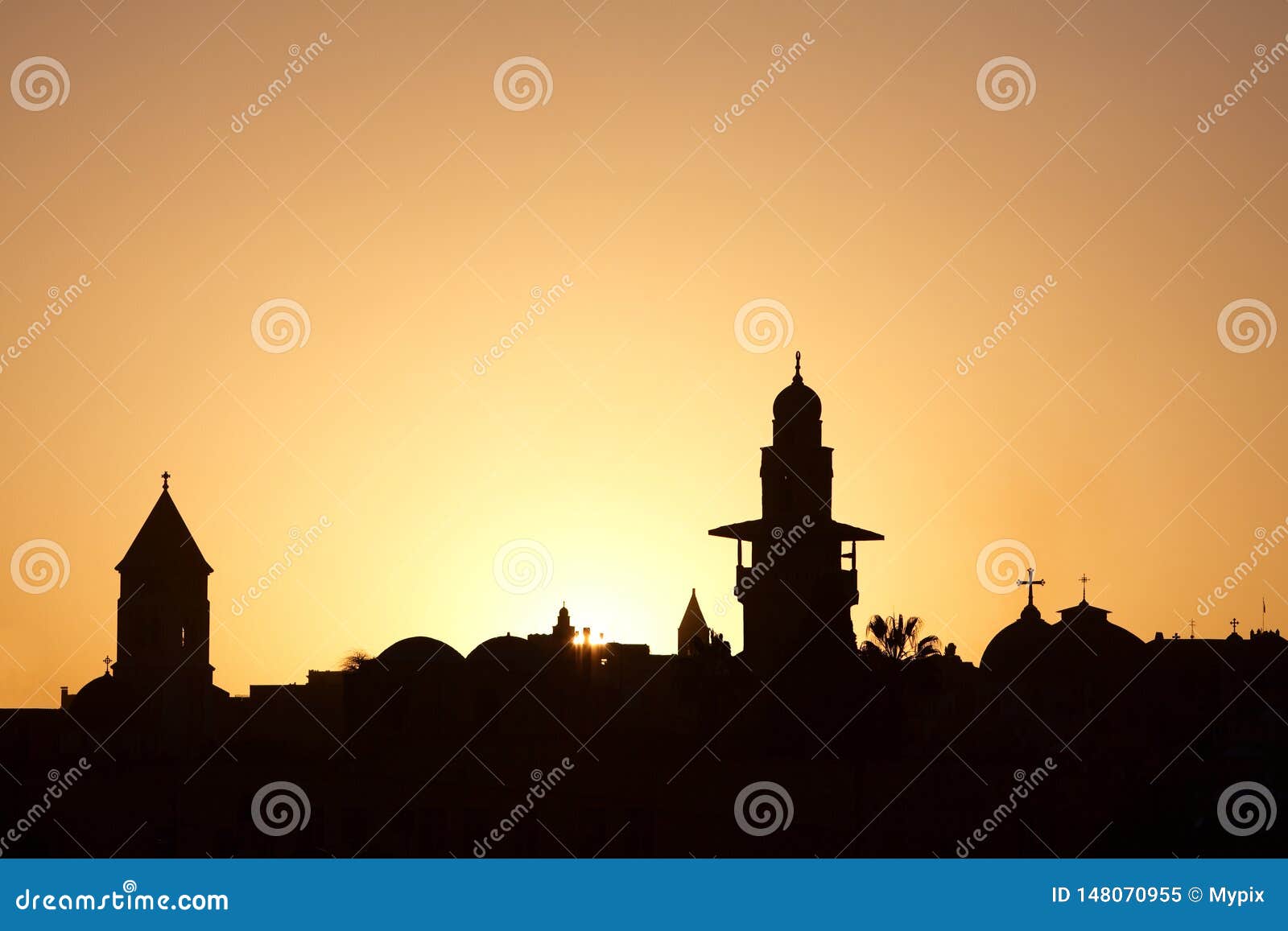 Silhouette of Jerusalem stock image. Image of mosque - 148070955
