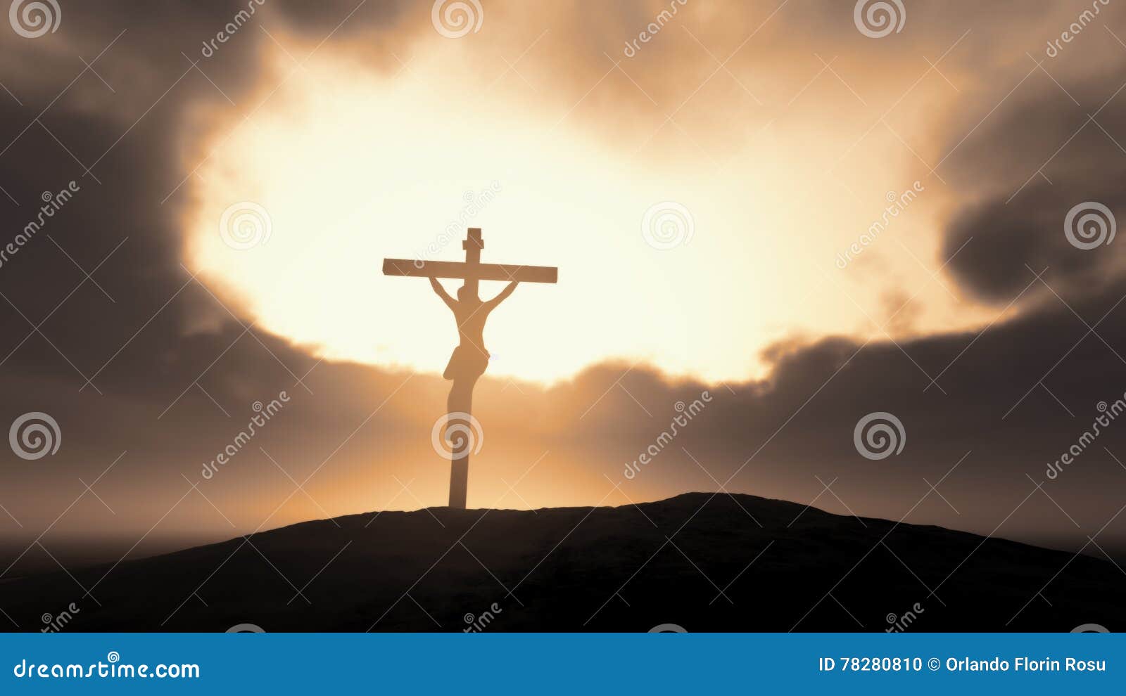 Silhouette of Jesus with Cross Stock Photo - Image of heaven, believe ...