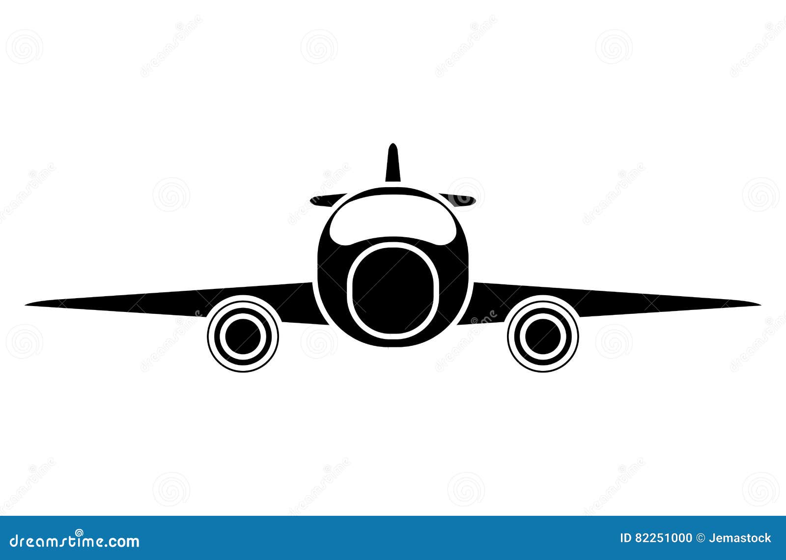 Silhouette Jet Airplane Private Transport Front View Stock Vector ...