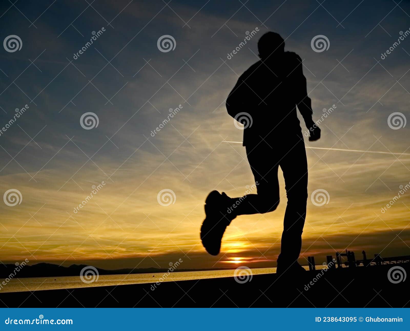 Silhouette of a jogger stock image. Image of horizon - 238643095