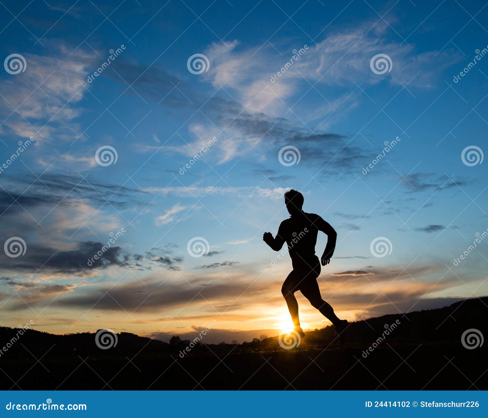 Silhouette of a Jogger in Sunset Stock Photo - Image of individual ...