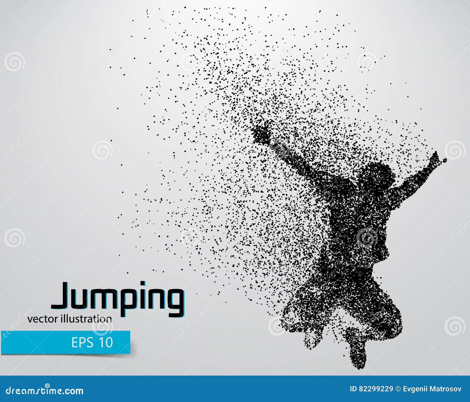 Silhouette of a Jumping Man from Particles. Stock Illustration ...