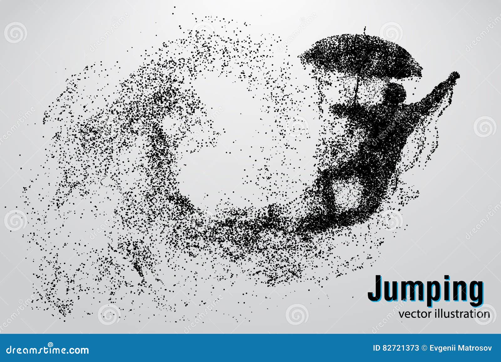 Silhouette of a Jumping Man from Particles. Stock Illustration ...