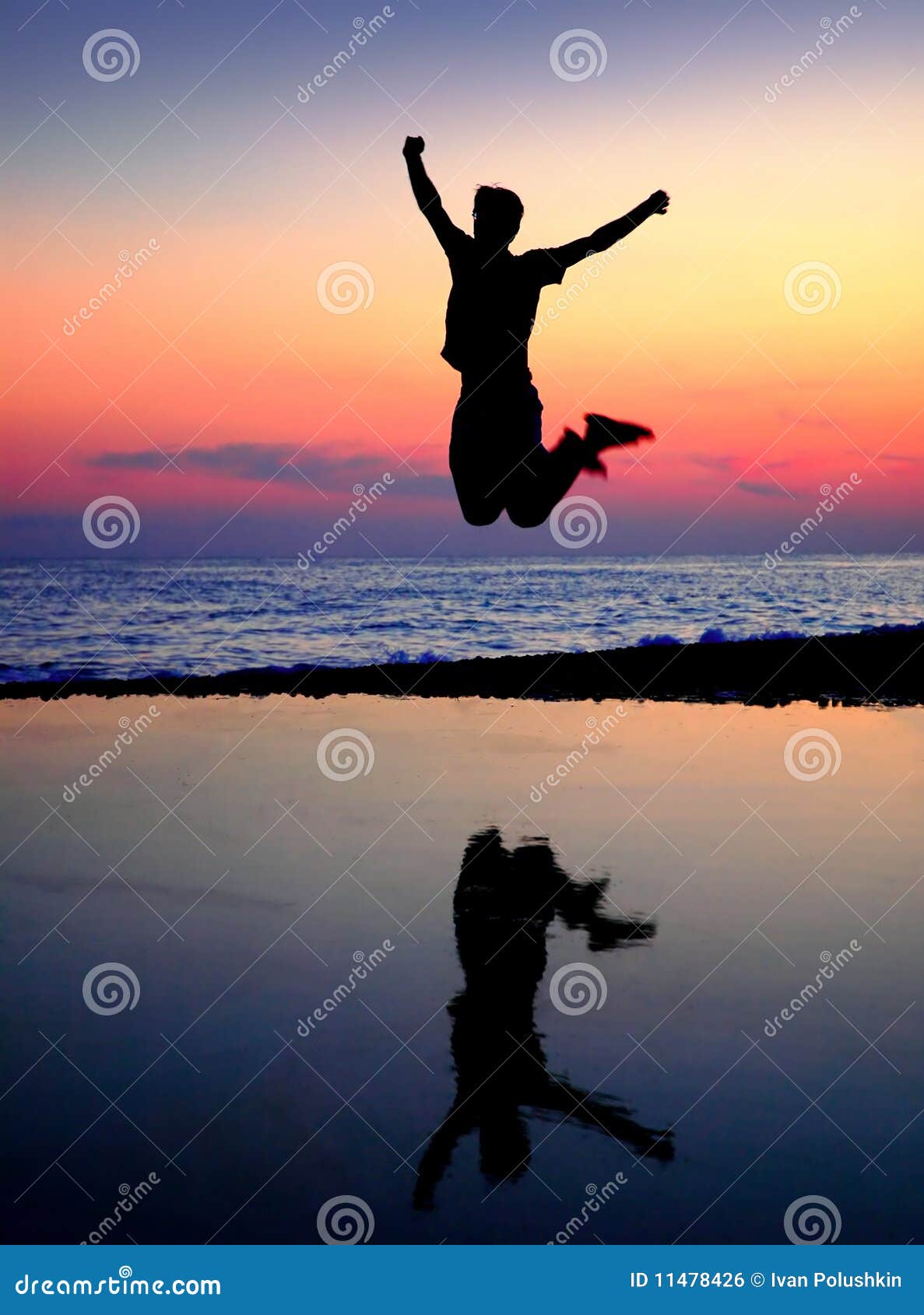 Silhouette jumping men stock photo. Image of coastline - 11478426
