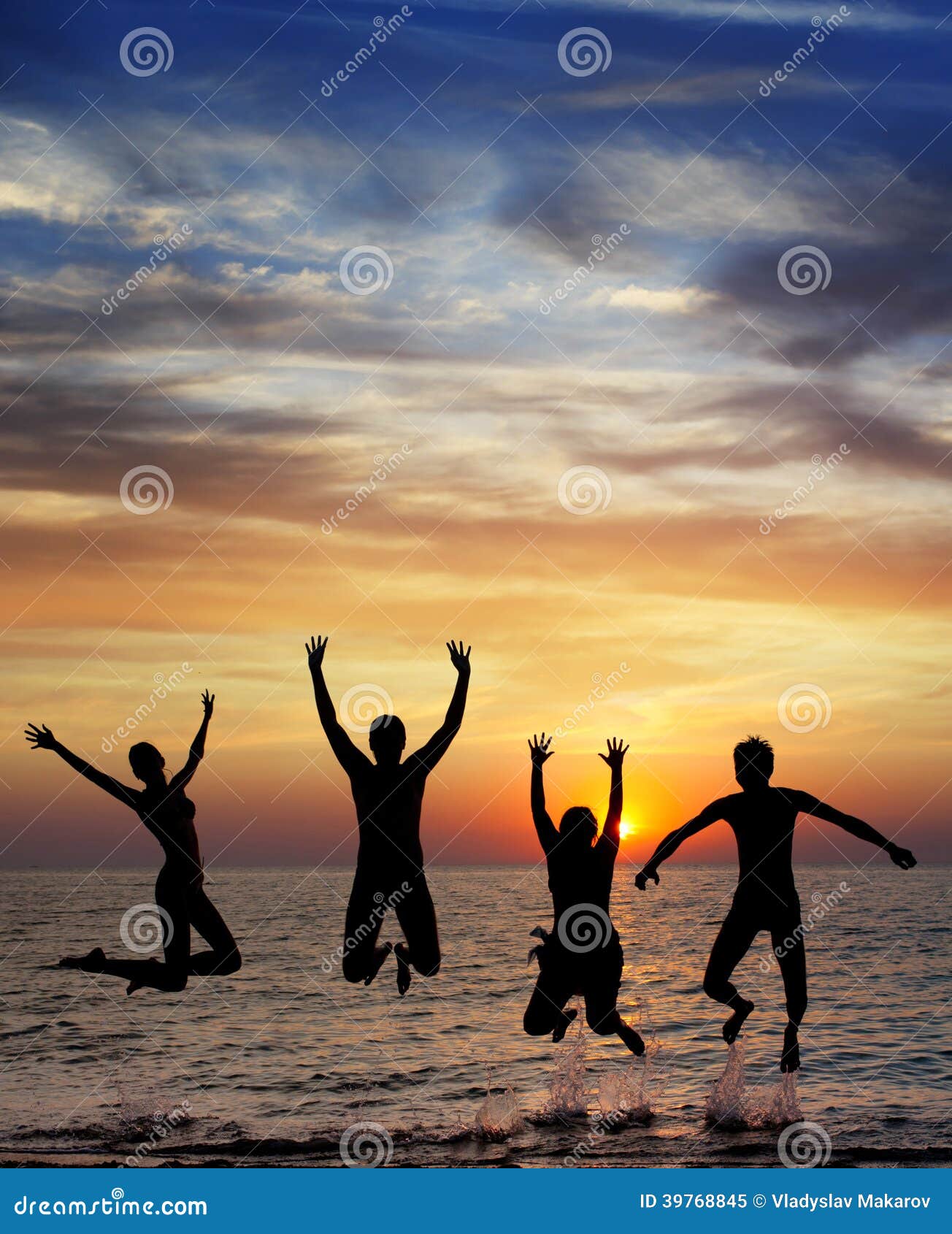 Silhouette Of Man Jumping On Sunset In The Riverside Royalty-Free Stock ...