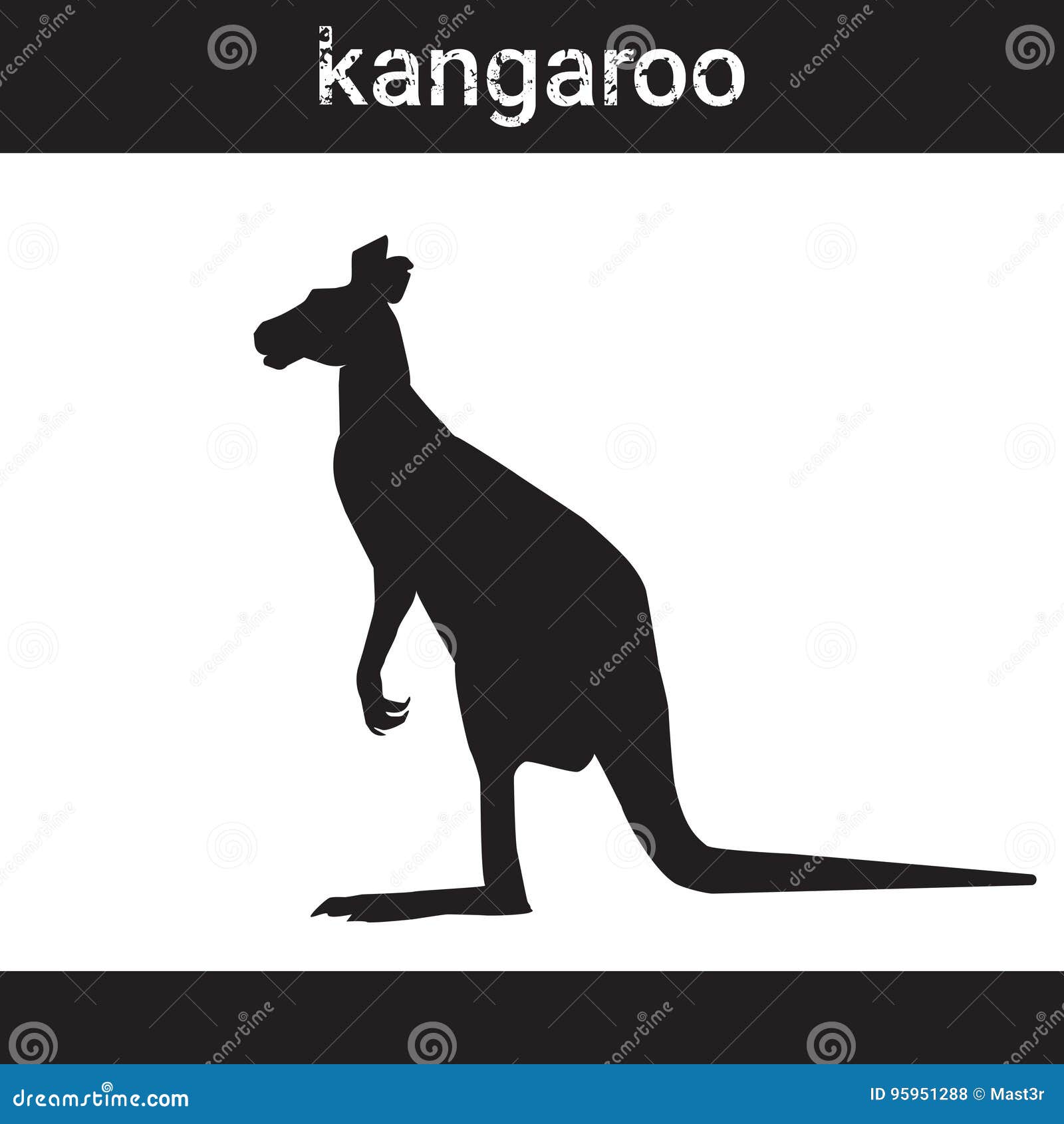 Silhouette Of A Kangaroo (Macropus) In A Side Profile. The Figure Is ...