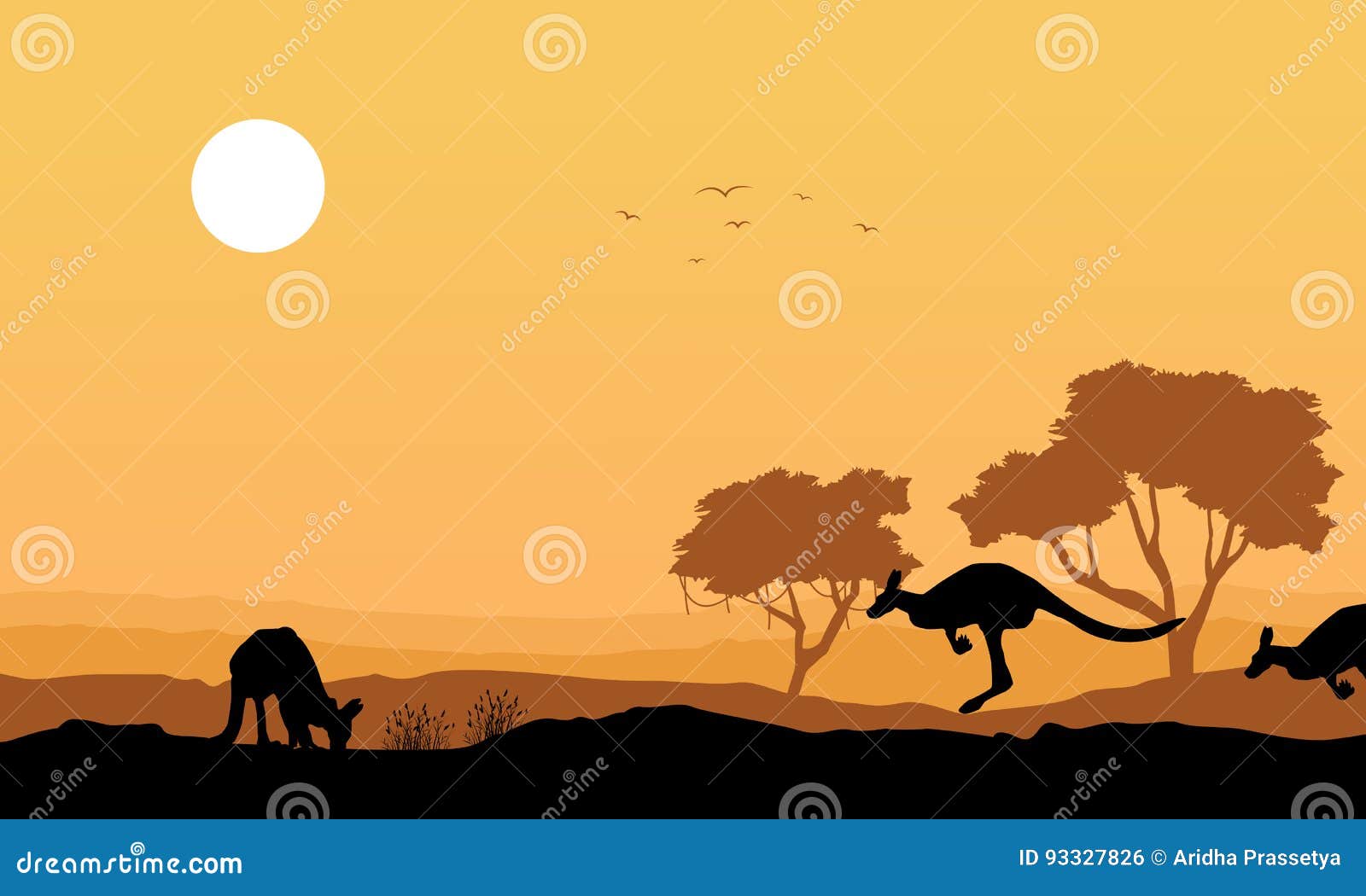Silhouette Of A Kangaroo (Macropus) In A Side Profile. The Figure Is ...