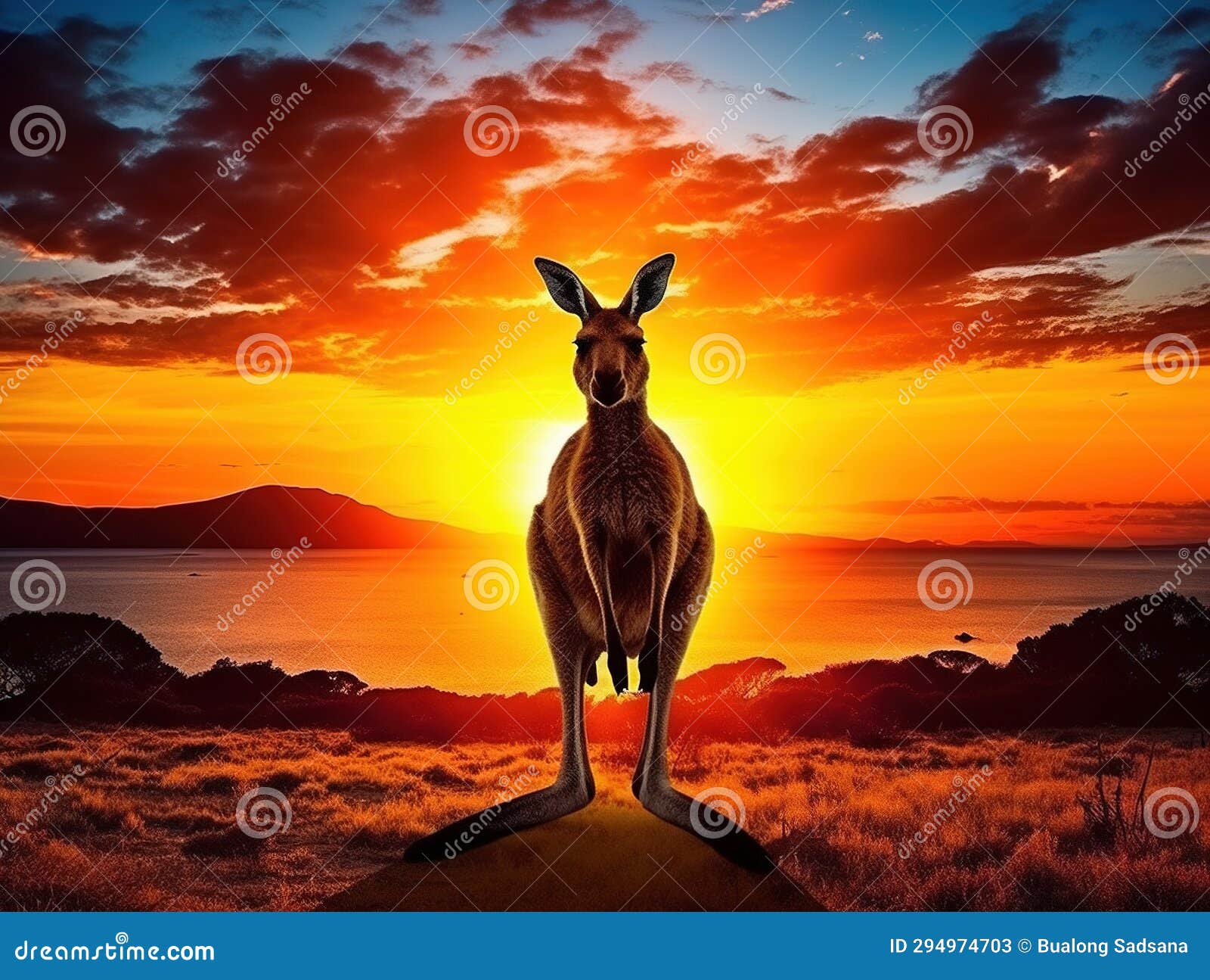 Kangaroo Sunset Made with Generative AI Illustration Stock Illustration ...