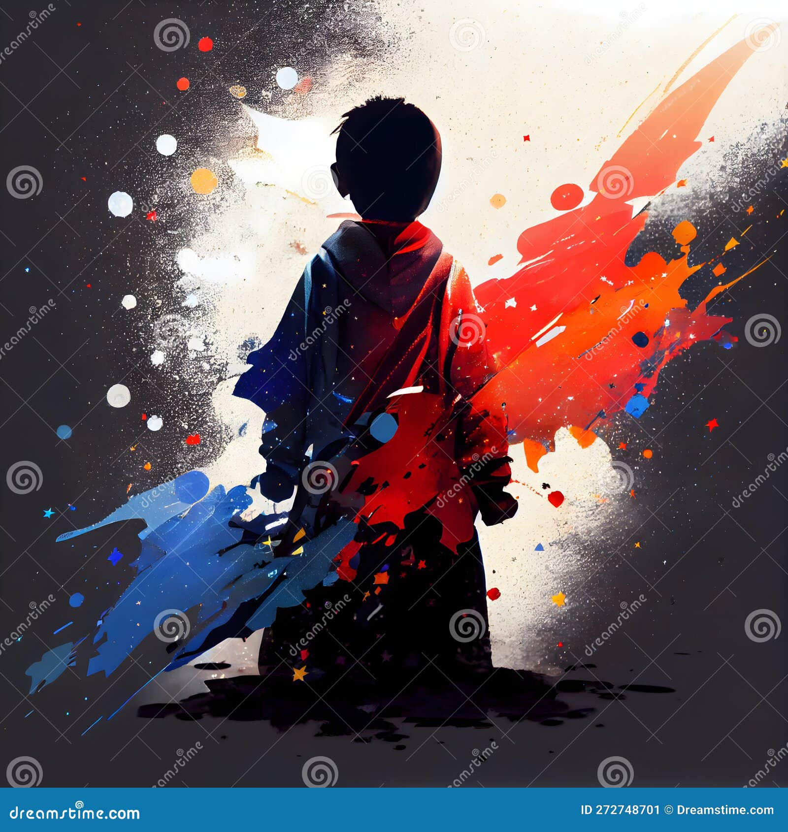 Silhouette of a Karateka on a Colorful Abstract Background Stock ...