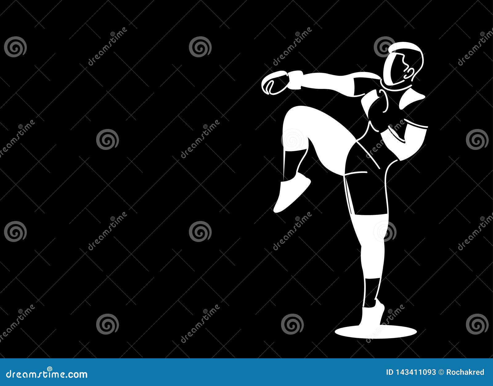 Silhouette Of A Karate Doing Standing Side Kick Cartoon Vector ...