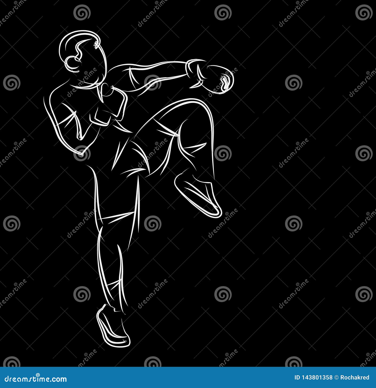 Silhouette of a Karateka Doing Standing Side Kick Stock Vector ...