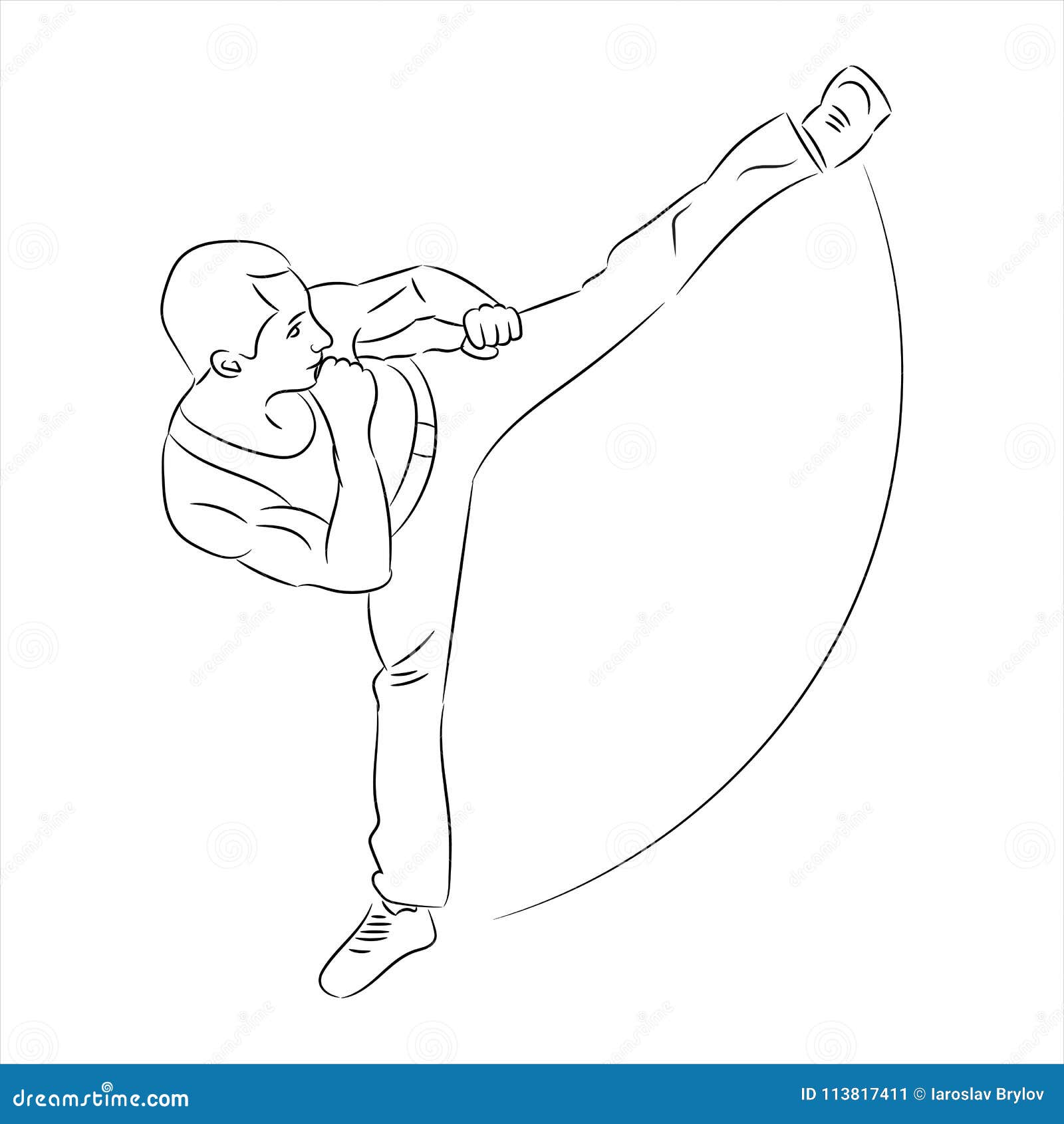 Silhouette of a Karateka Doing Standing Side Kick . Stock Vector ...