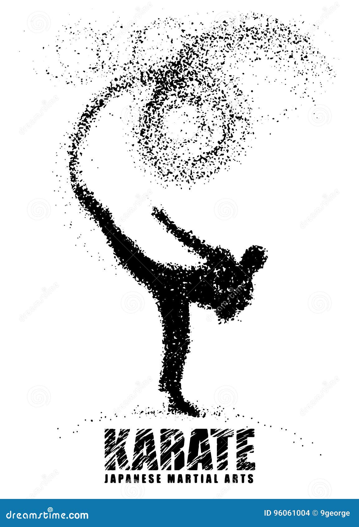 Silhouette of a Karateka Doing Standing Side Kick .Vector Graphics ...