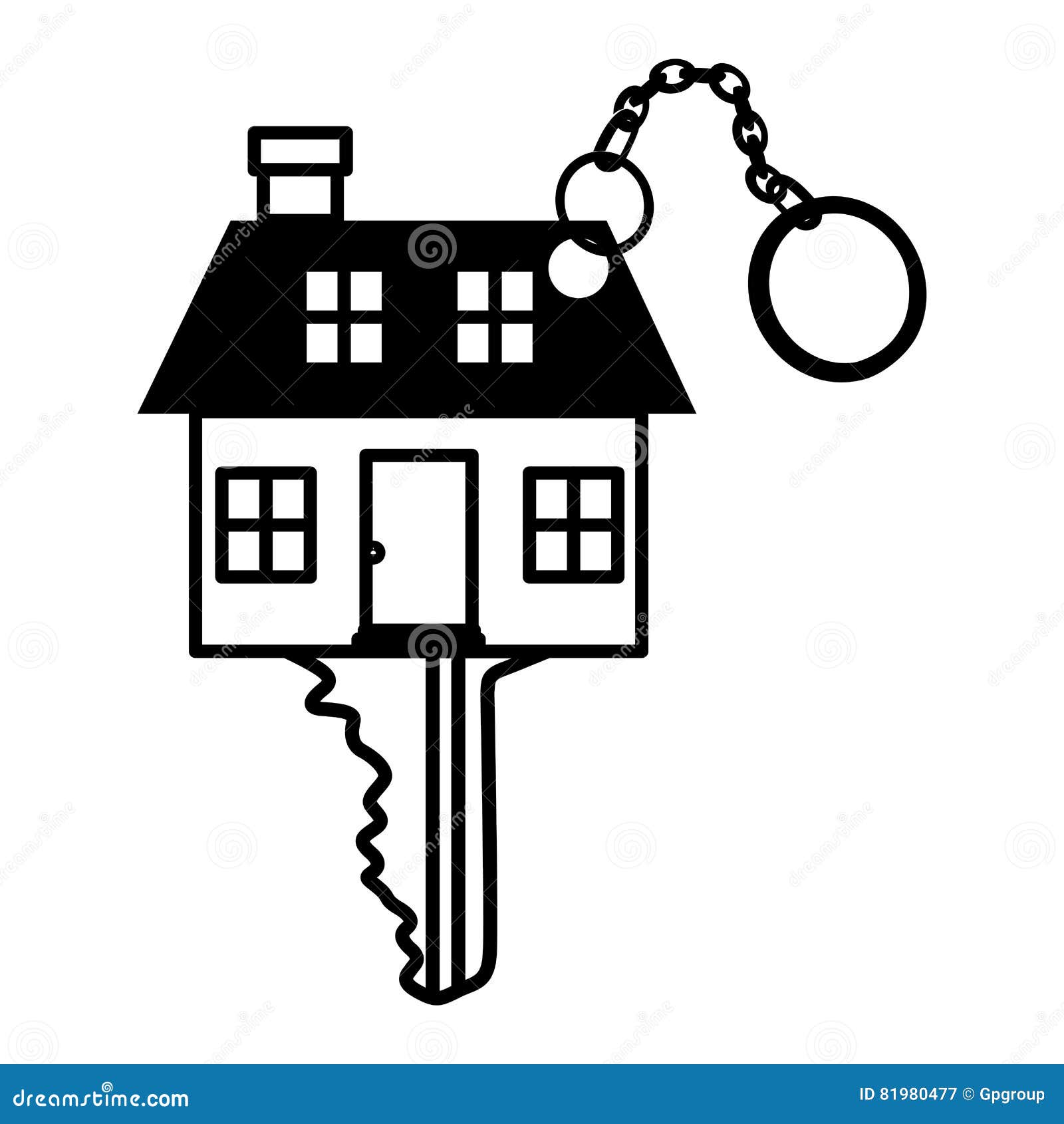 Silhouette Key Monochrome with Shape House Stock Vector - Illustration ...