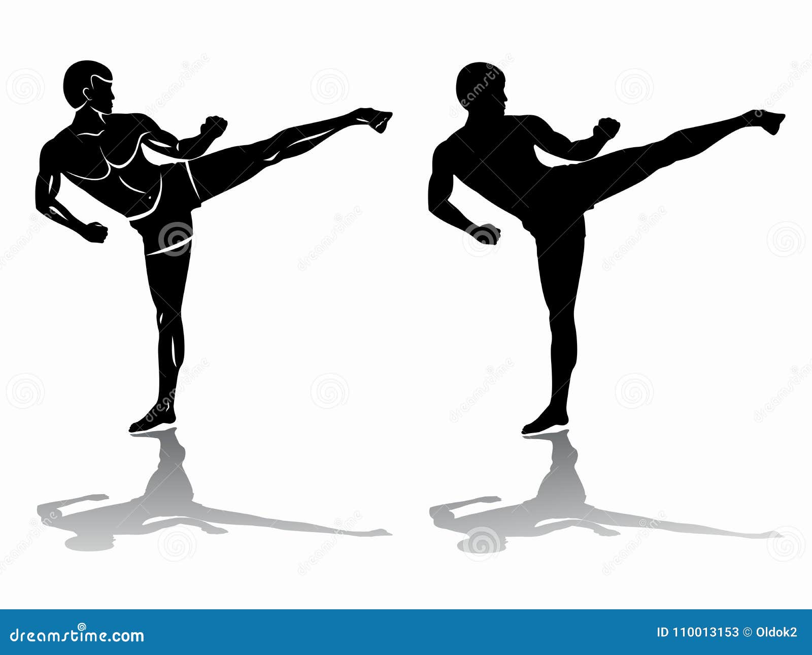 Silhouette Of A Kickboxer, Vector Draw | CartoonDealer.com #110013153