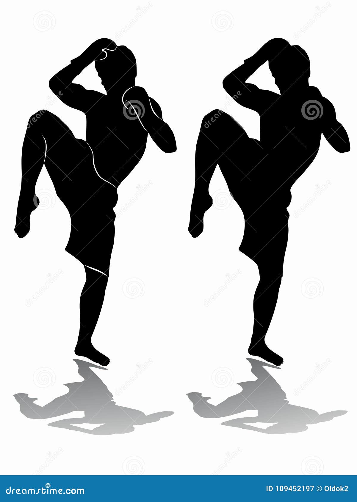 Silhouette Of A Kickboxer, Vector Draw | CartoonDealer.com #110013153