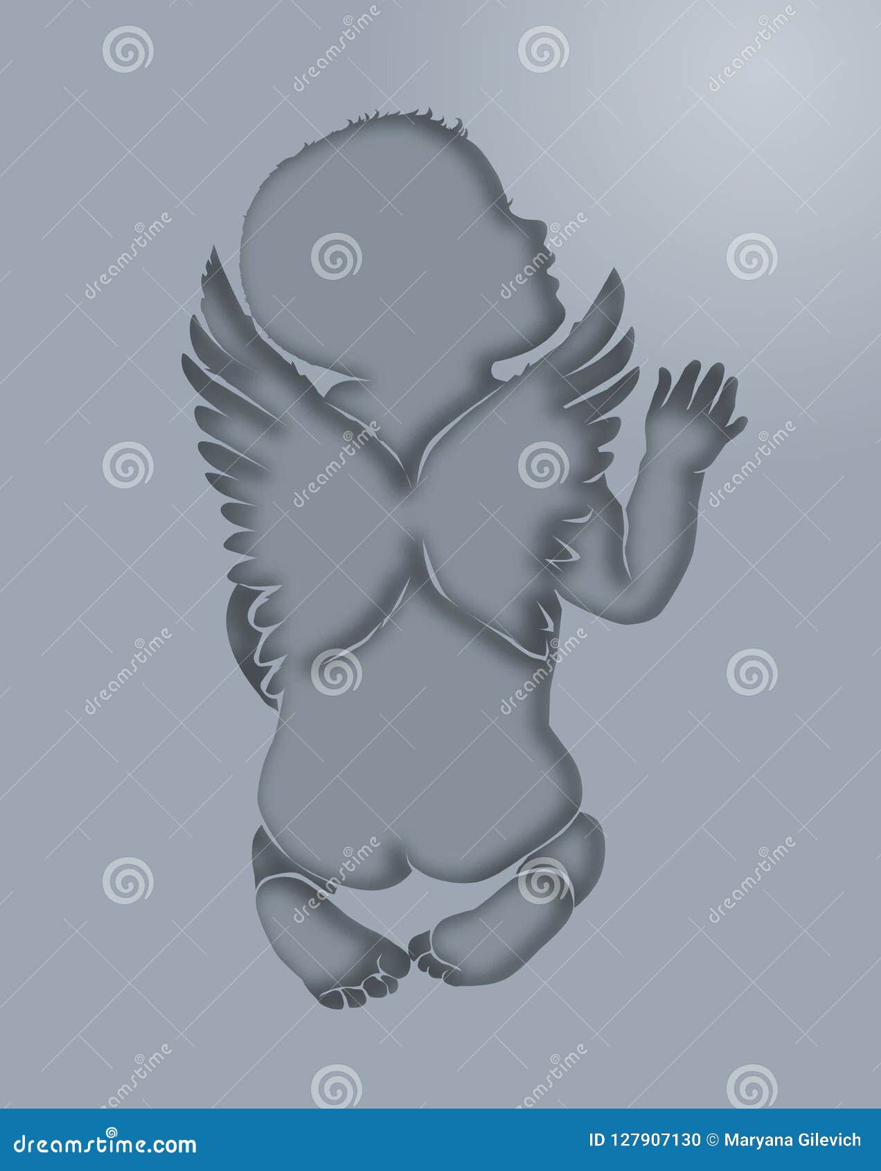 Silhouette Kid Angel Paper Layers Stock Vector - Illustration of ...