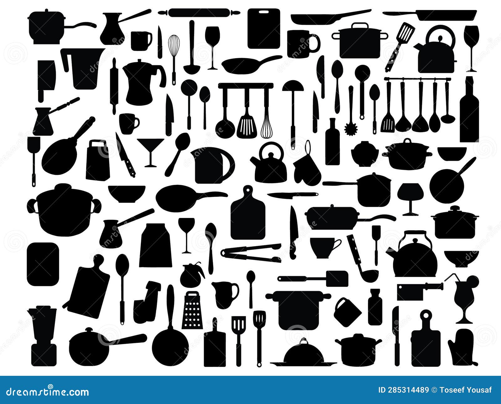 Set of Kitchen Utensils Silhouette Vector Art Stock Vector ...