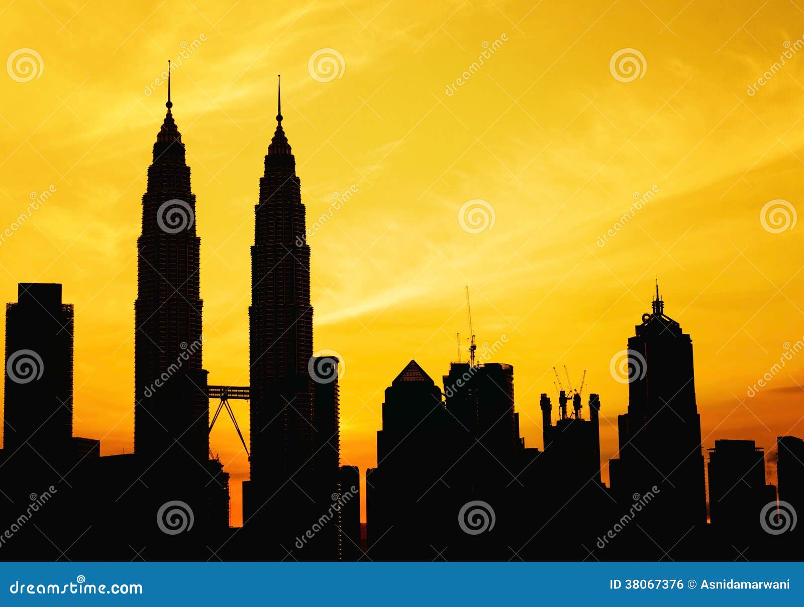 Silhouette of KLCC Tower during Golden Sunrise Stock Photo - Image of ...