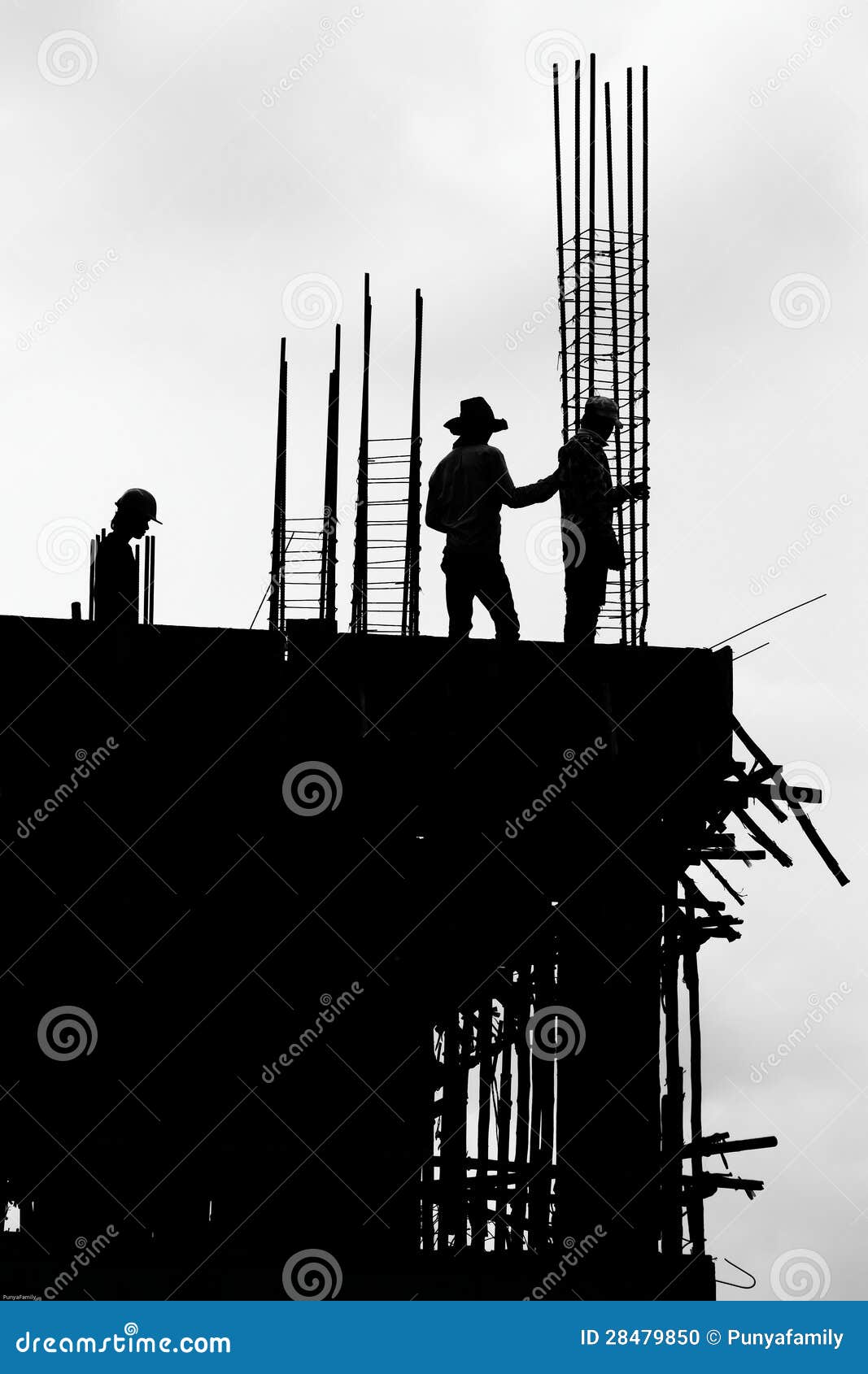 Silhouette Labor Working on Building Stock Photo - Image of profession ...