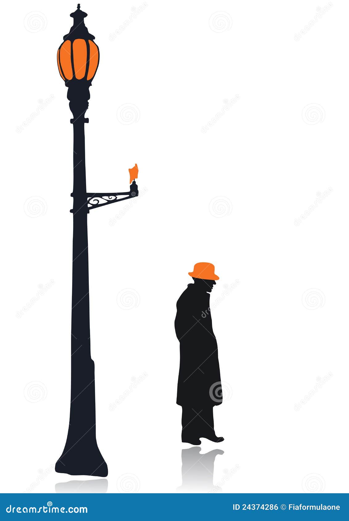 Silhouette of a Lamp Post and the Old Man Stock Photo - Image of ...