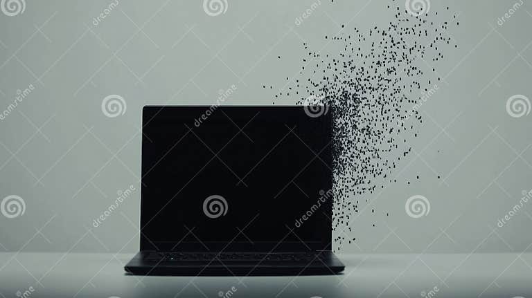 A Silhouette of a Laptop Emits Cascading Numbers, Symbolizing ...