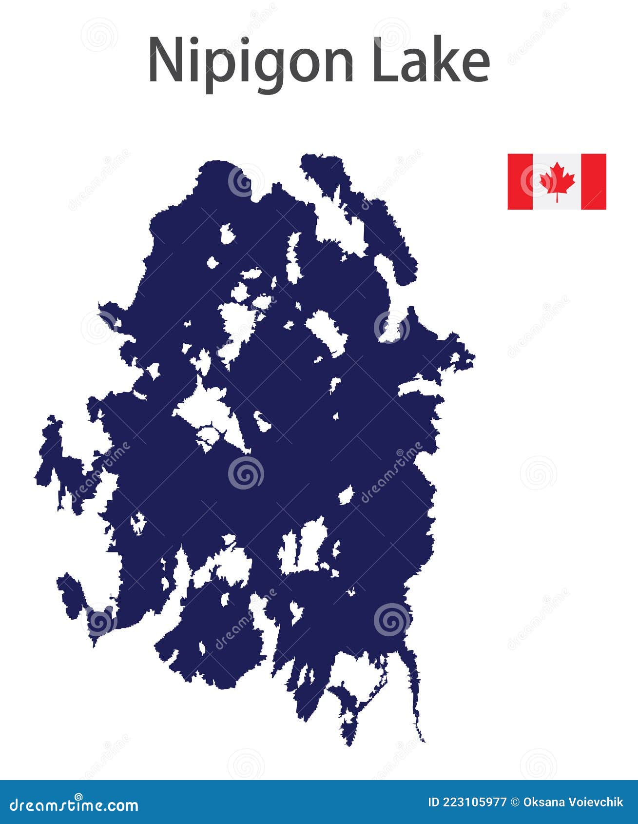 Lake Nipigon Canada, North America Map Vector Illustration, Scribble ...