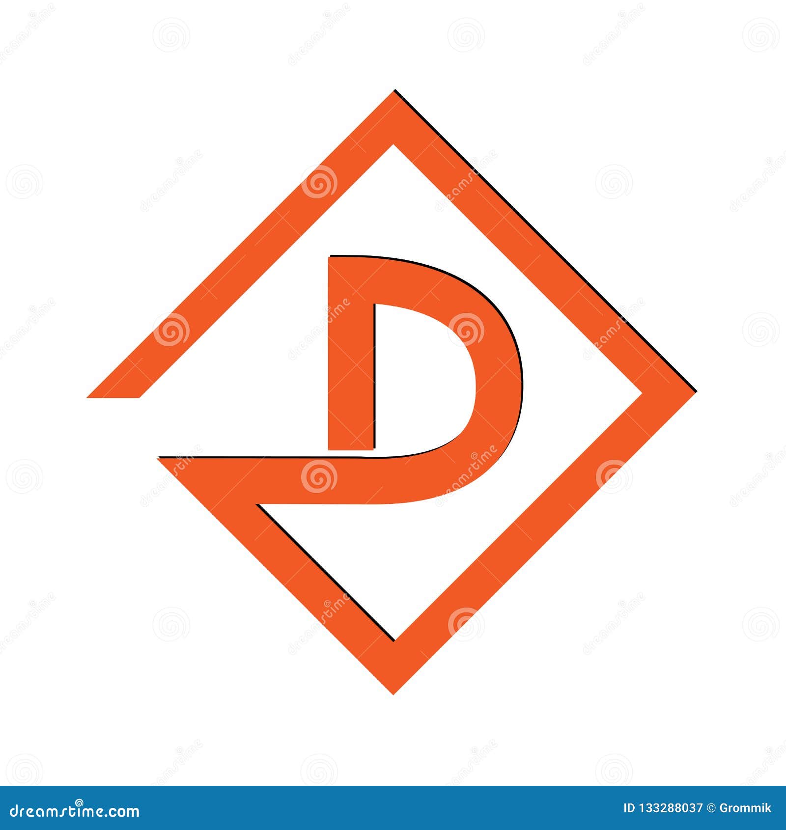 Logo. Silhouette Letter D Inside the Square Stock Illustration ...