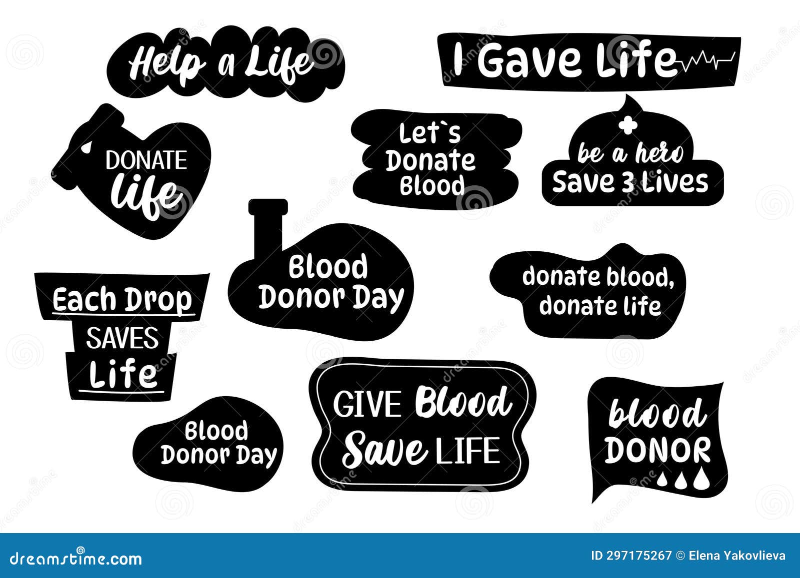 Silhouette Lettering Blood Donor Hand Drawn Stock Illustration ...