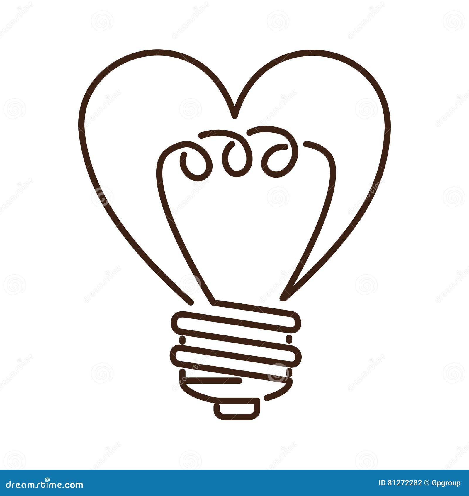 Silhouette Light Bulb Flat Icon in Heart Shape Stock Vector ...