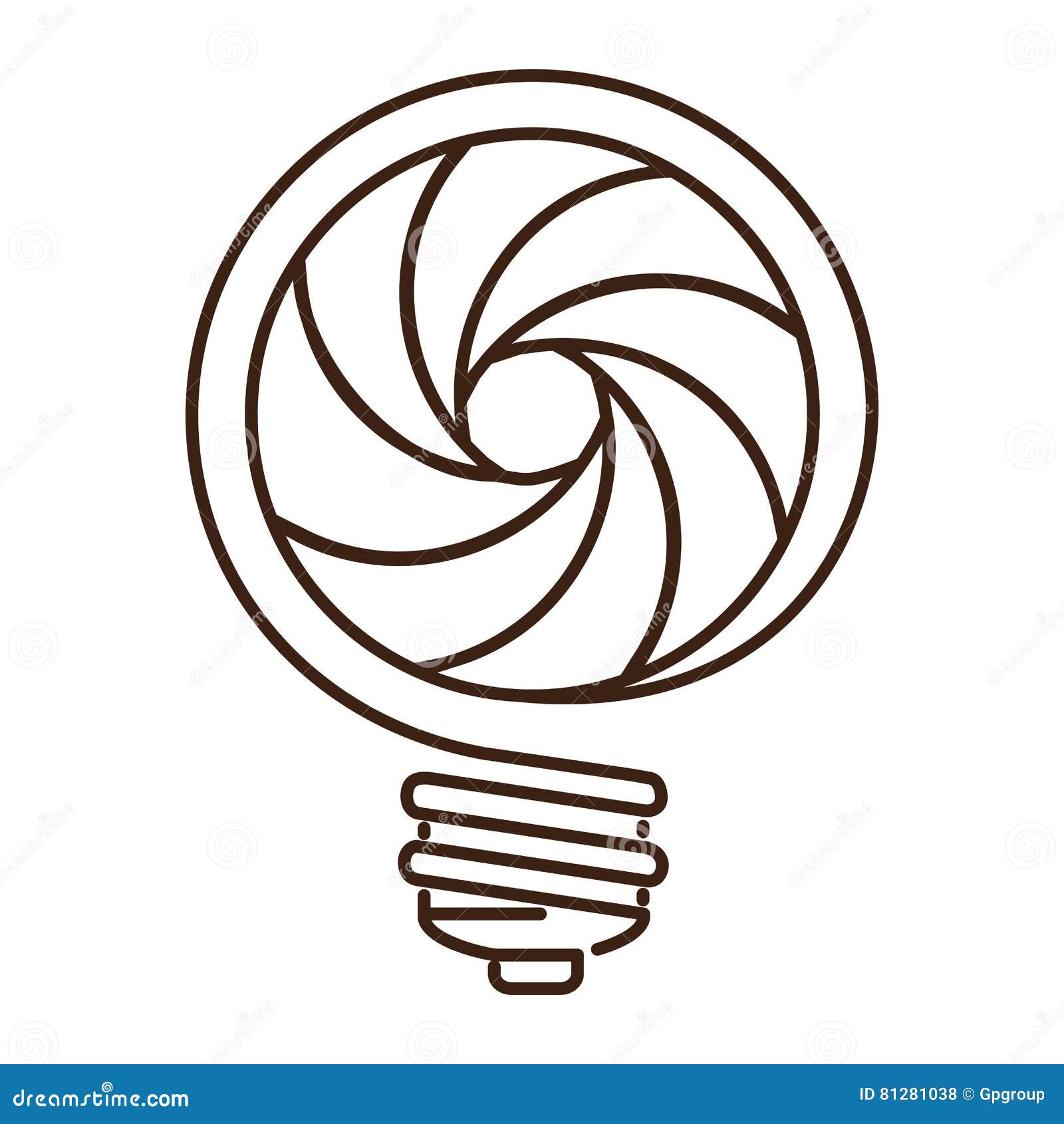 Silhouette Light Bulb Flat Icon with Spiral Shape Stock Illustration ...