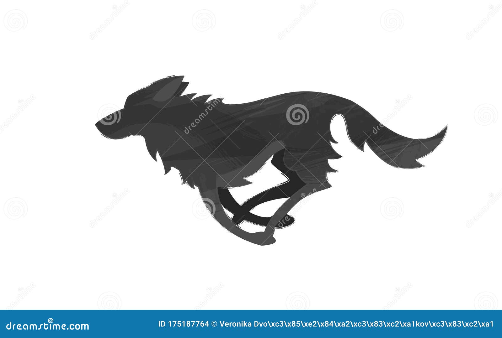 Silhouette with Light Texture of a Running Wolf Stock Vector ...