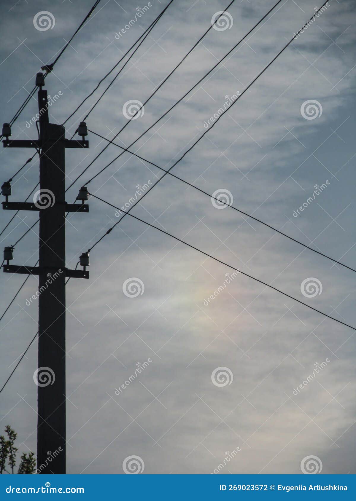 Silhouette Line of Electrical Wires Against the Sky Stock Photo - Image ...