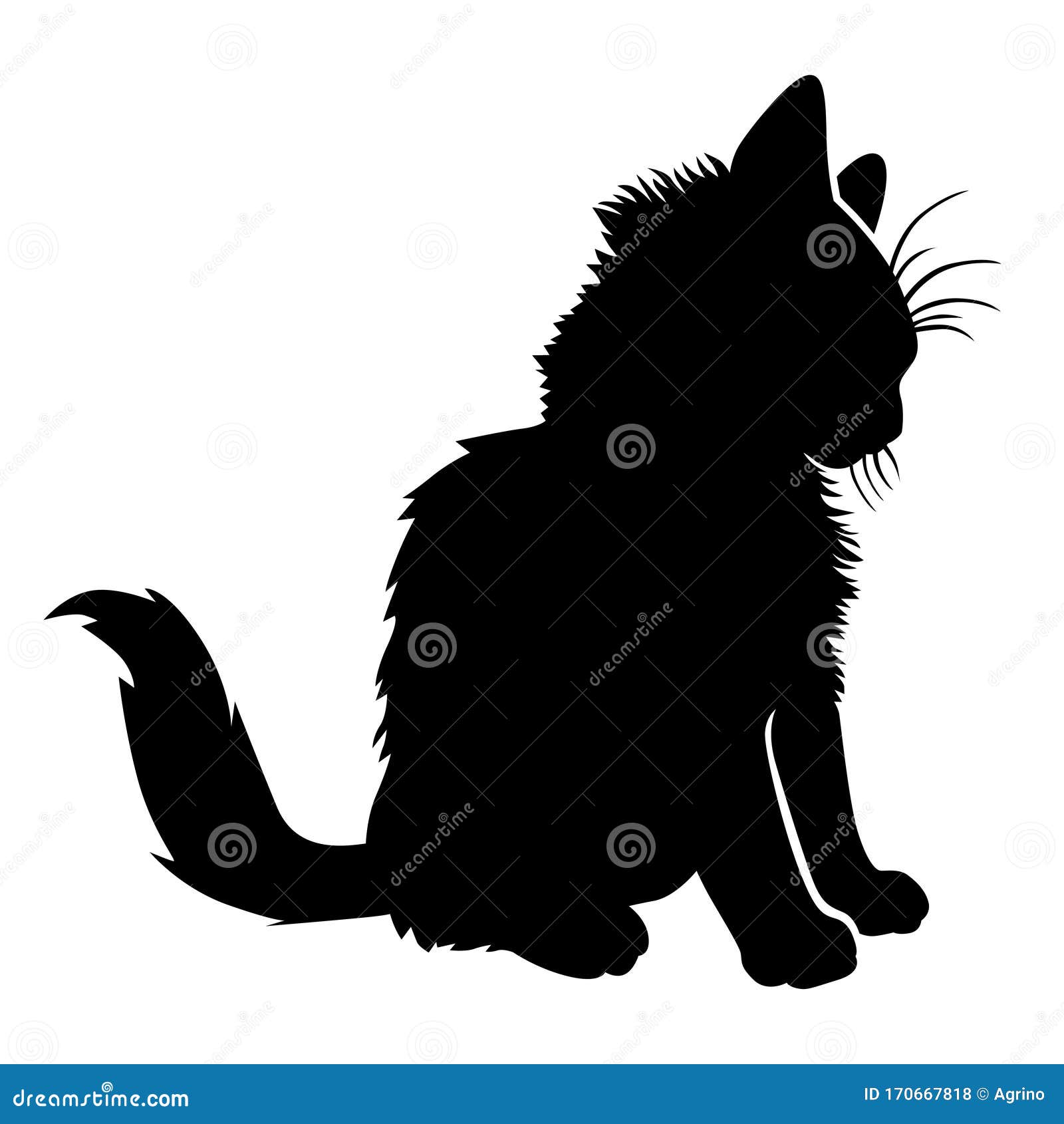 Silhouette of a Little Kitten Sitting Stock Vector - Illustration of ...