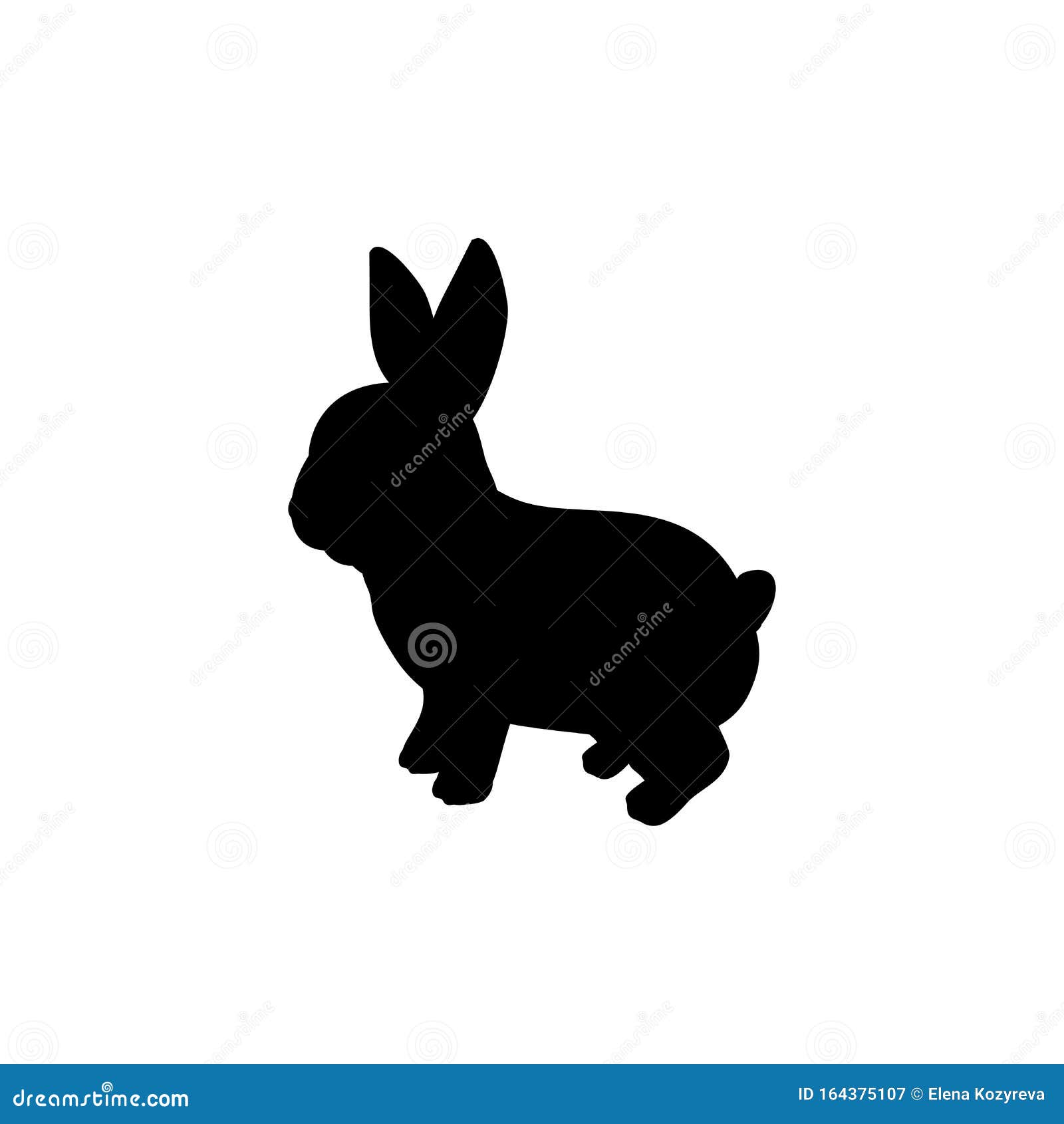 Silhouette of Little Rabbit. Cute Young Animal Stock Vector ...