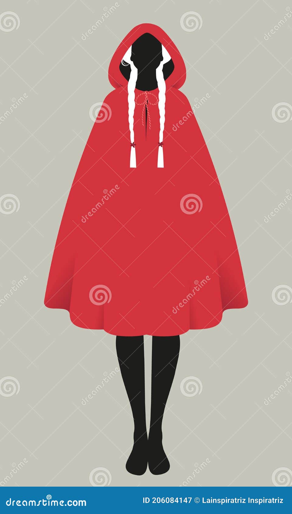 Silhouette of Little Red Riding Hood Combed with Braids Isolated Stock ...