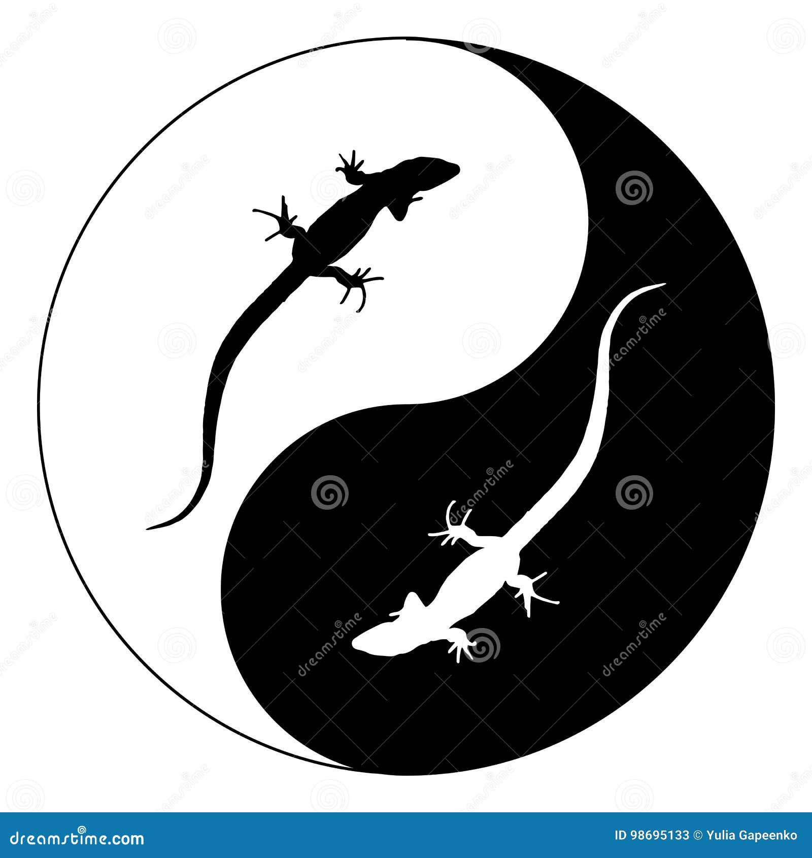 Silhouette Lizard Yin Yang. Isolated Vector Illustration Stock Vector ...