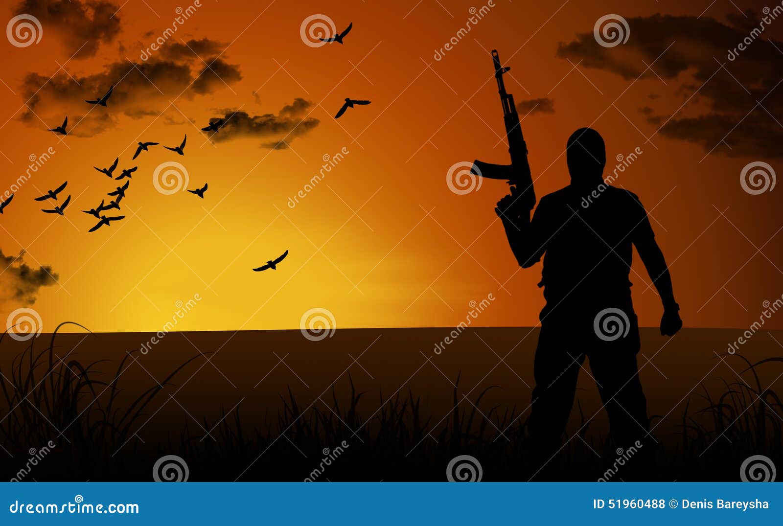 Silhouette of a Lone Soldier Suicide at Sunset Stock Photo - Image of ...
