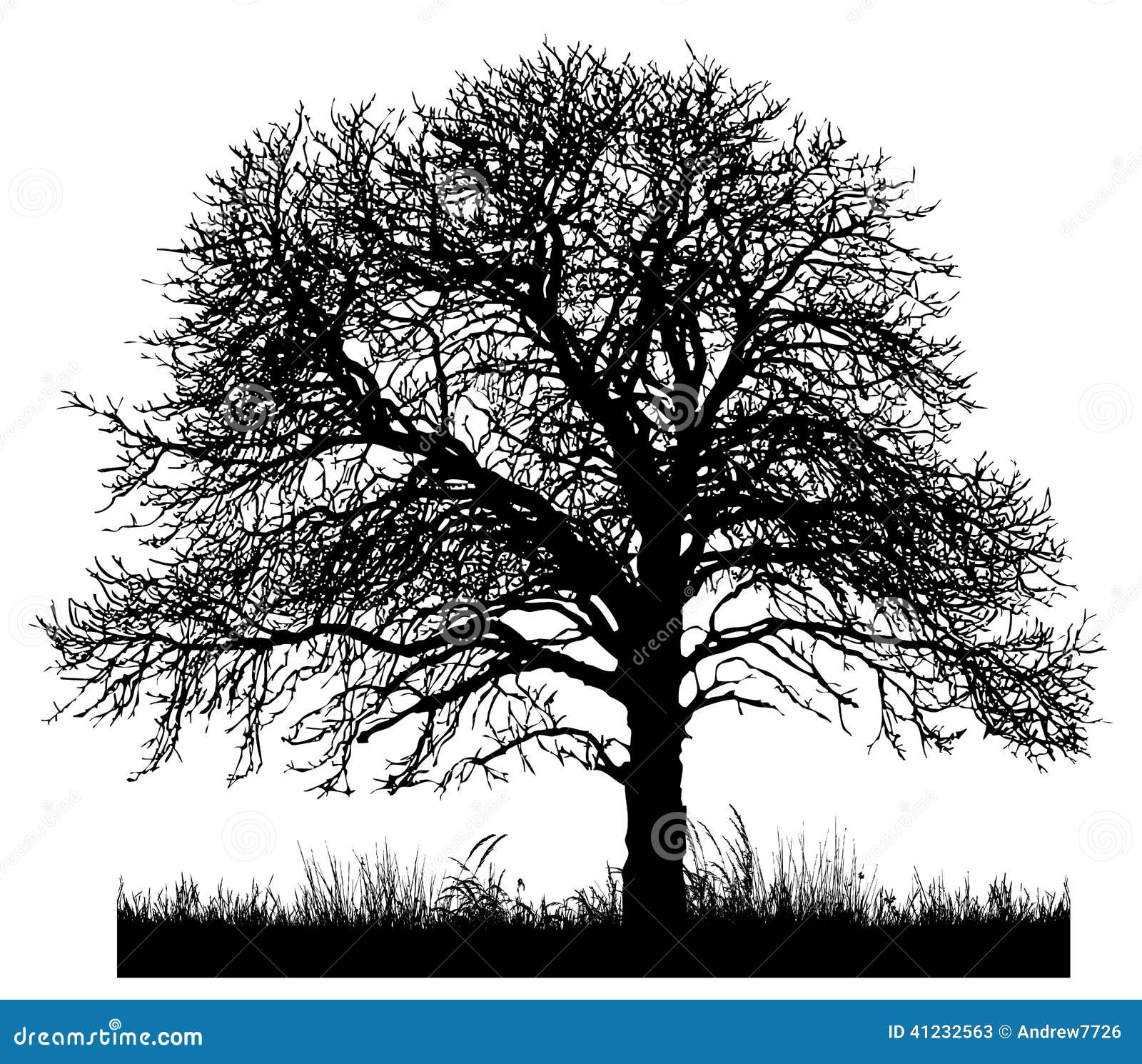 Silhouette of a lone tree stock illustration. Illustration of element ...