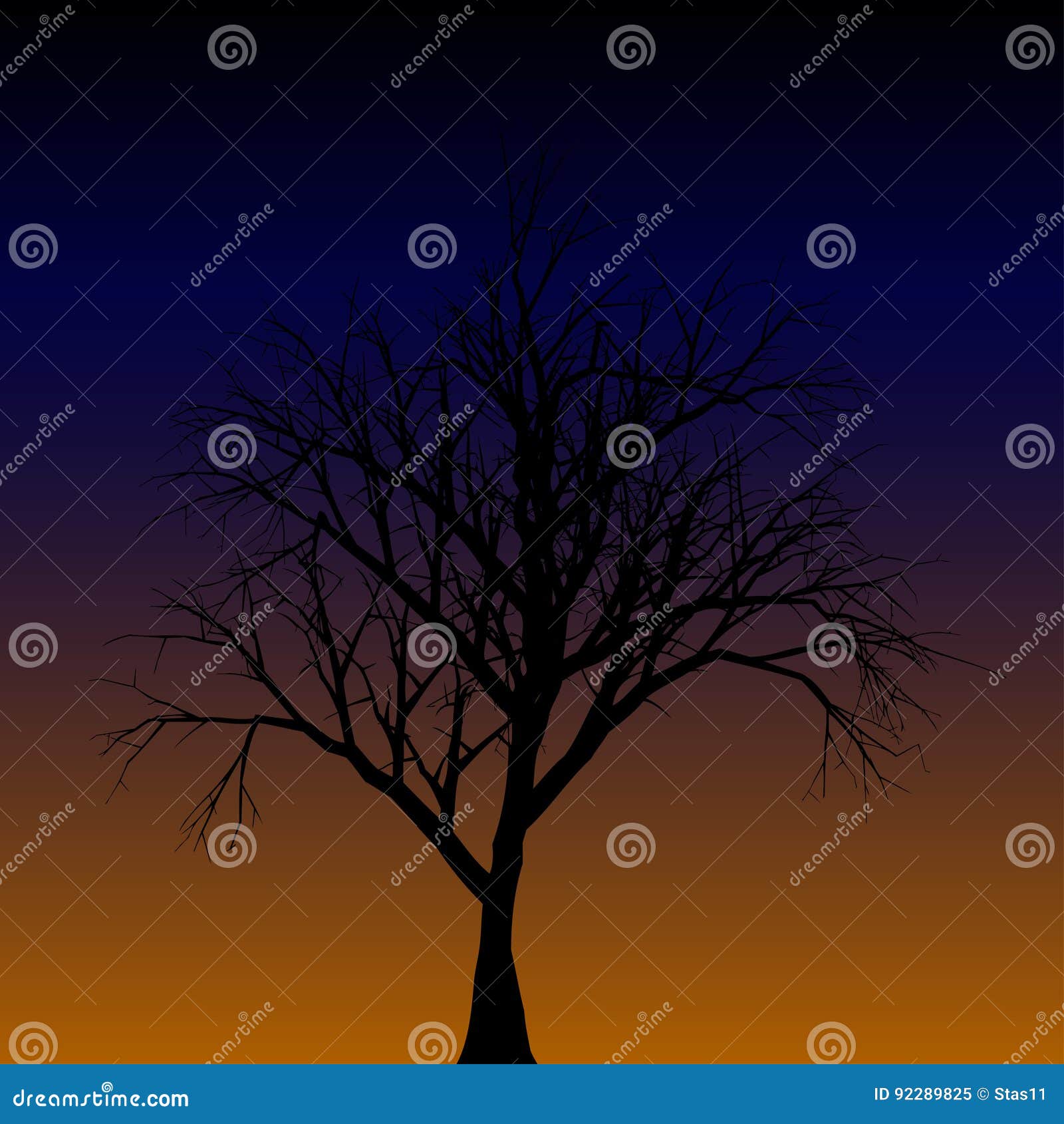 Silhouette of a Lone Tree. Vector Illustration Eps10 Stock Illustration ...